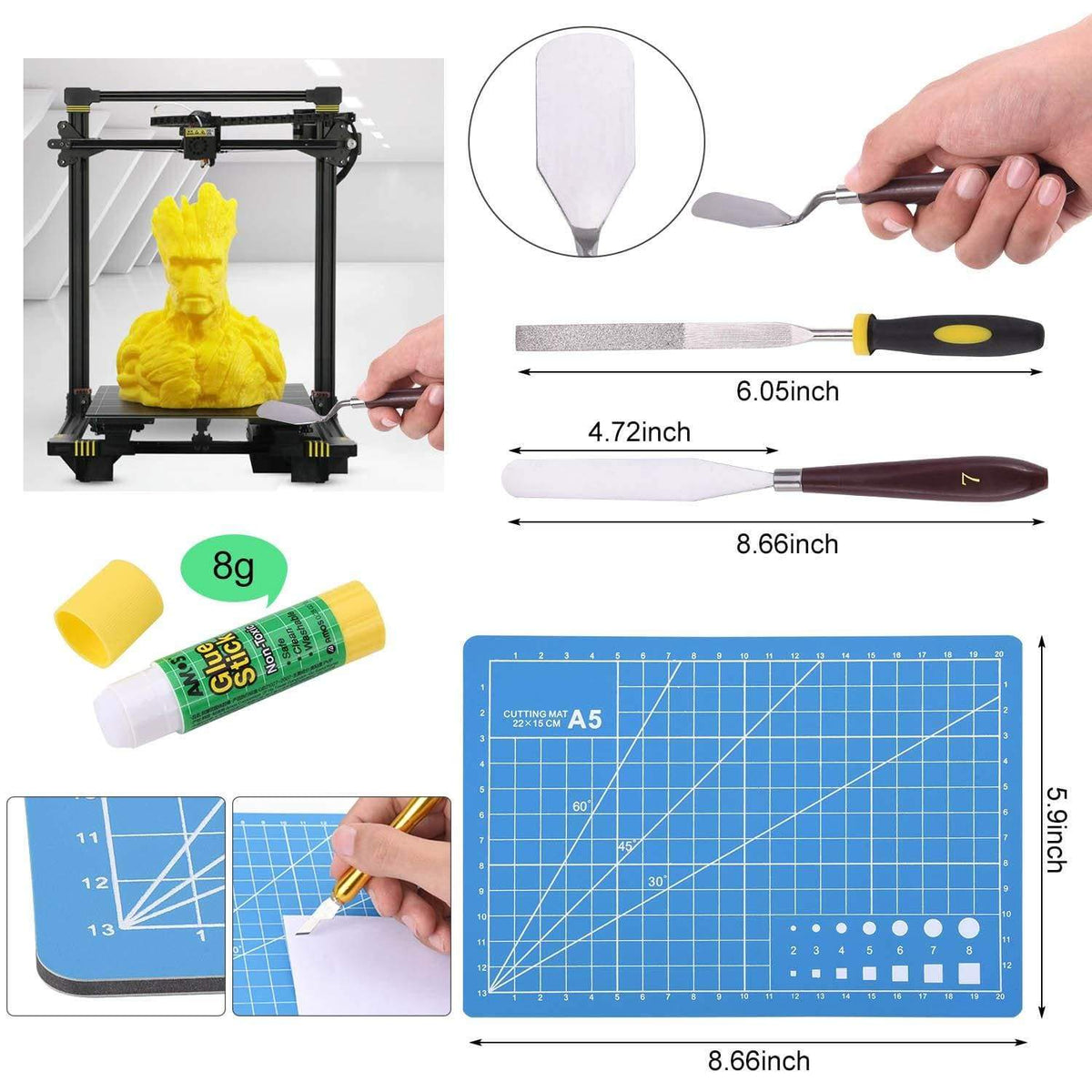 3D Printing Tool Kit 45pcs - Carving Knife Set / Cleaning Needles / Tw ...