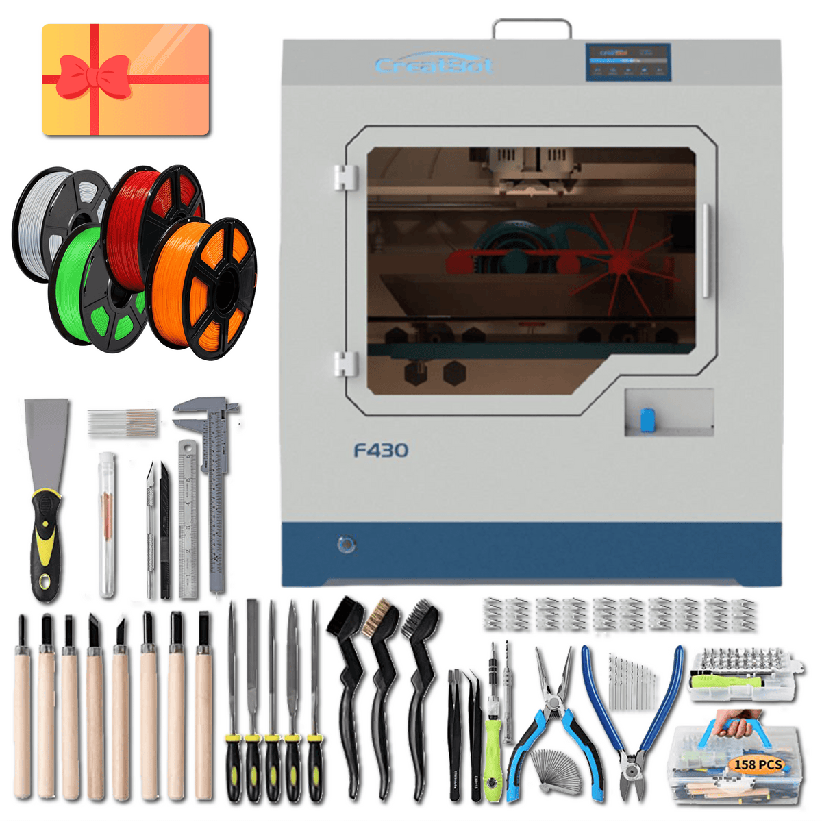 CreatBot F430 Dual Extruder Large Enclosed Chamber 3D Printer Bundle ...